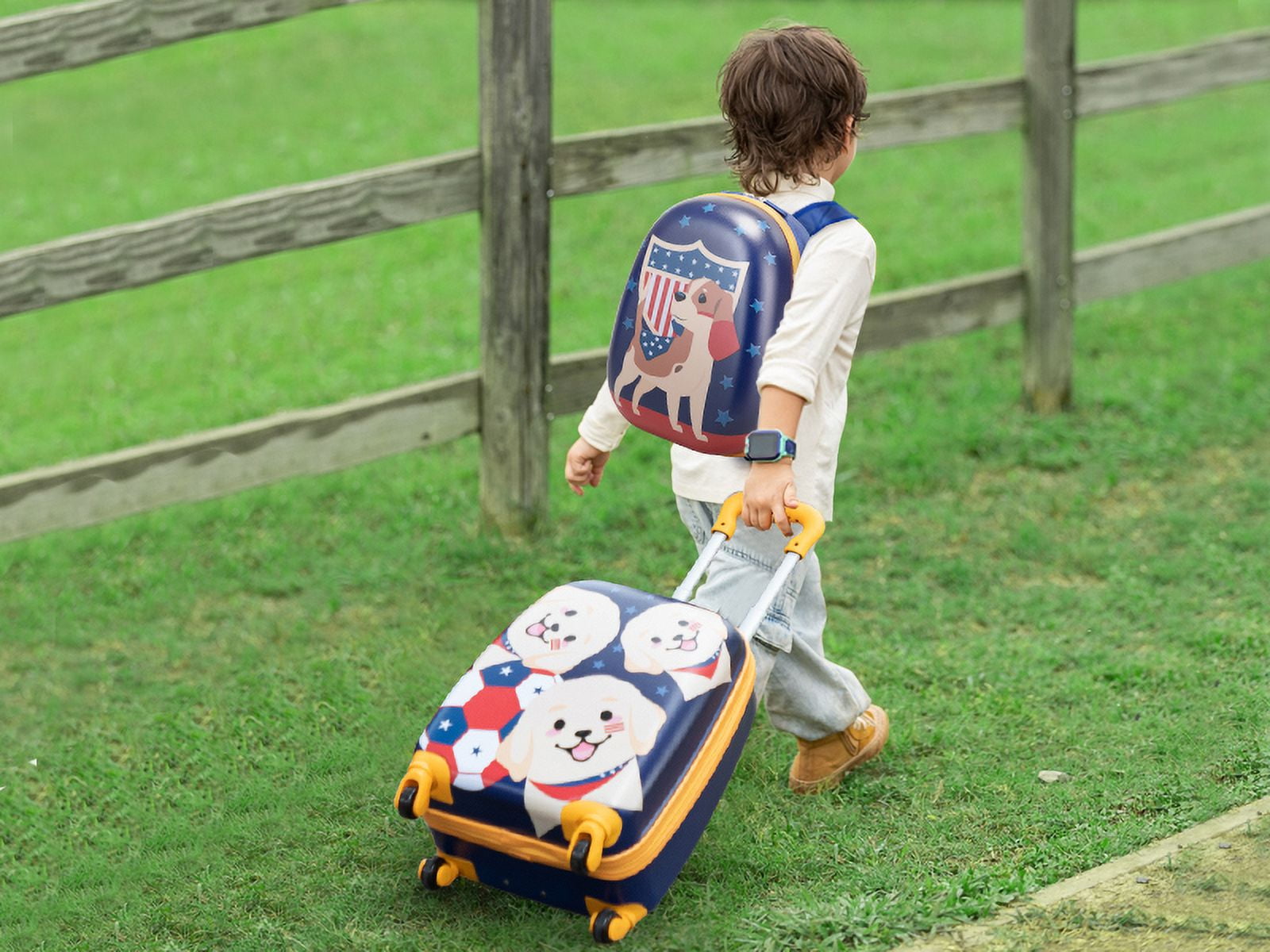 Tobbi Kids Luggage Set, Toddler Hard Shell Suitcase with Wheels, Little ...