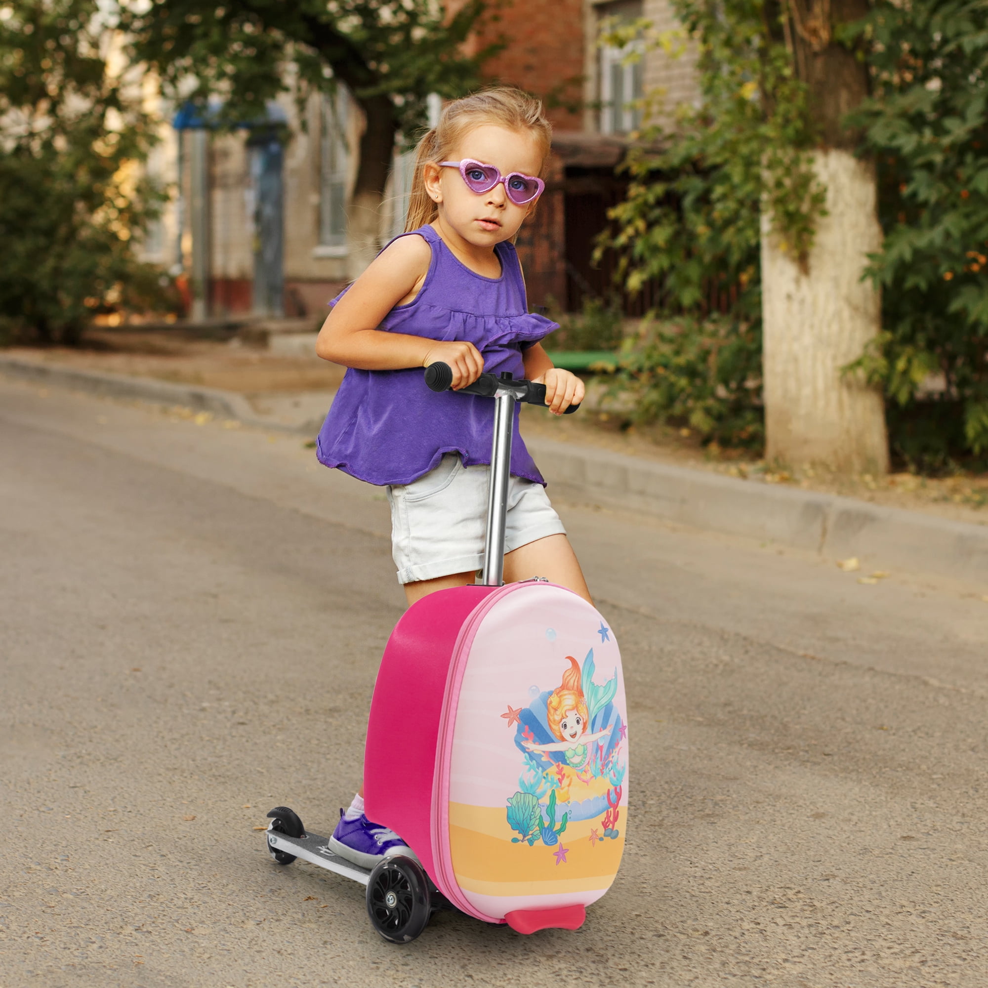 Tobbi Scooter Suitcase, Kid Carry on Luggage Scooter, Children Ride on ...