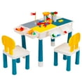 Tobbi Toddler Table and Chairs, Kids Activity Table Set with 2 Chairs, Building Block Table ...