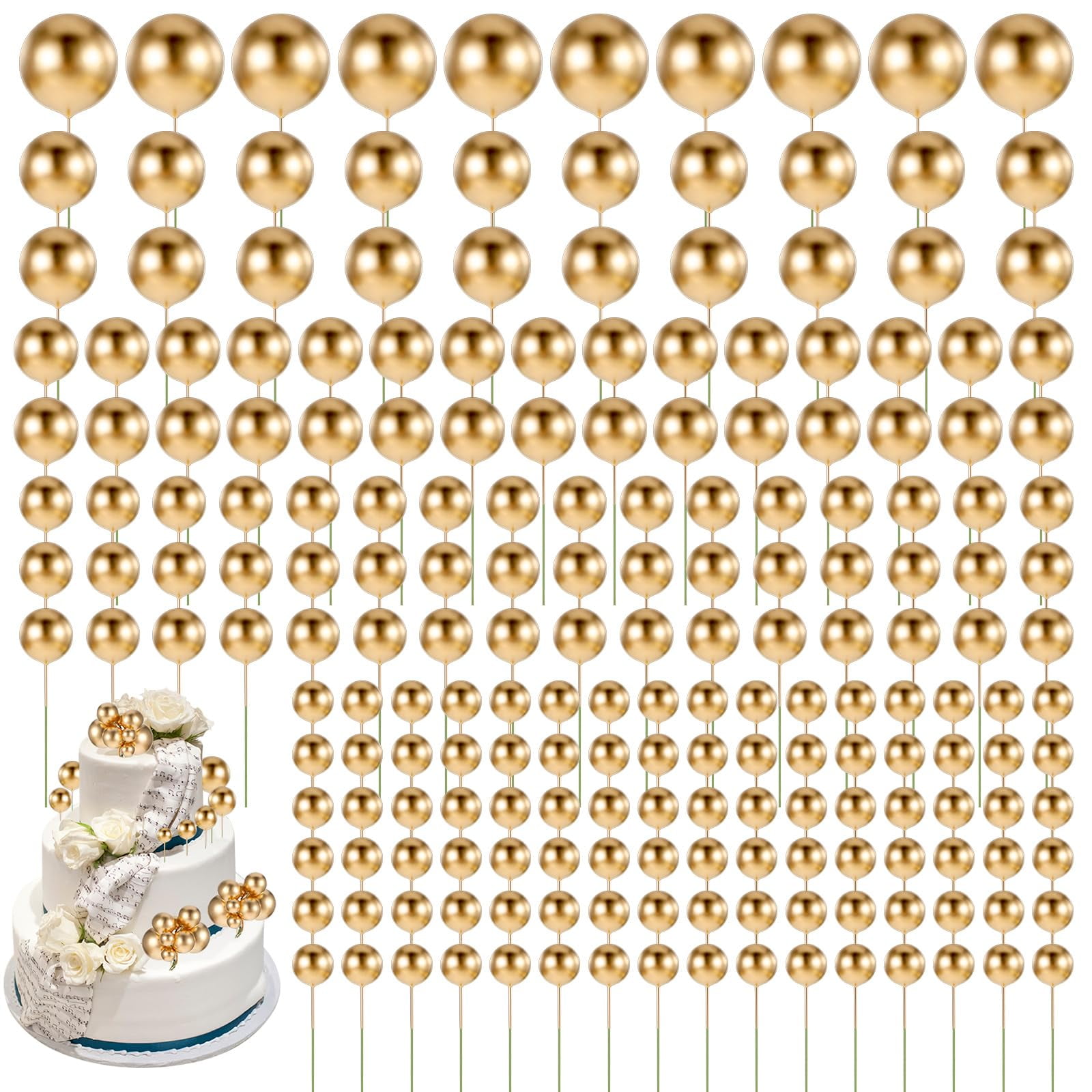 Tobeelec 210 Pcs Cake Topper, RST1 Gold Mini Cake Topper, DIY Decorate ...