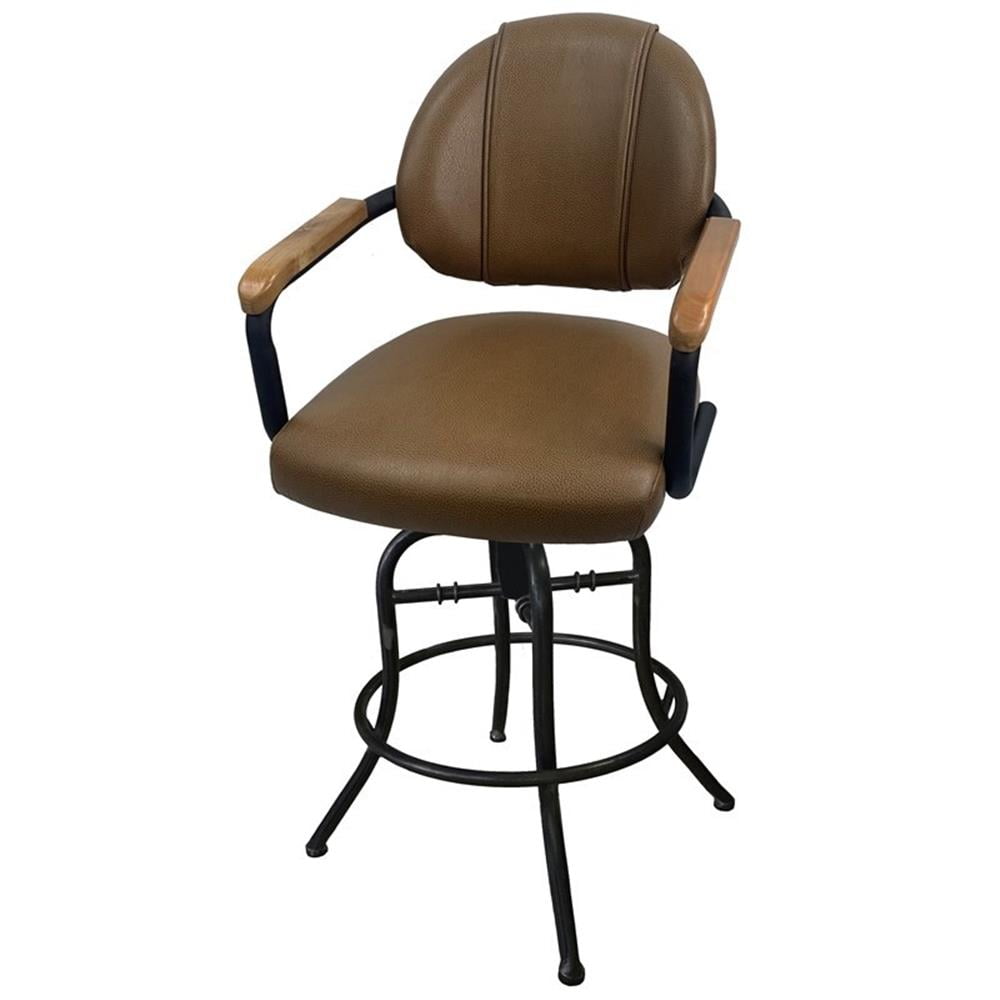 Tobias Designs 30" Swivel Metal Bar Stool with Upholstered Back in ...