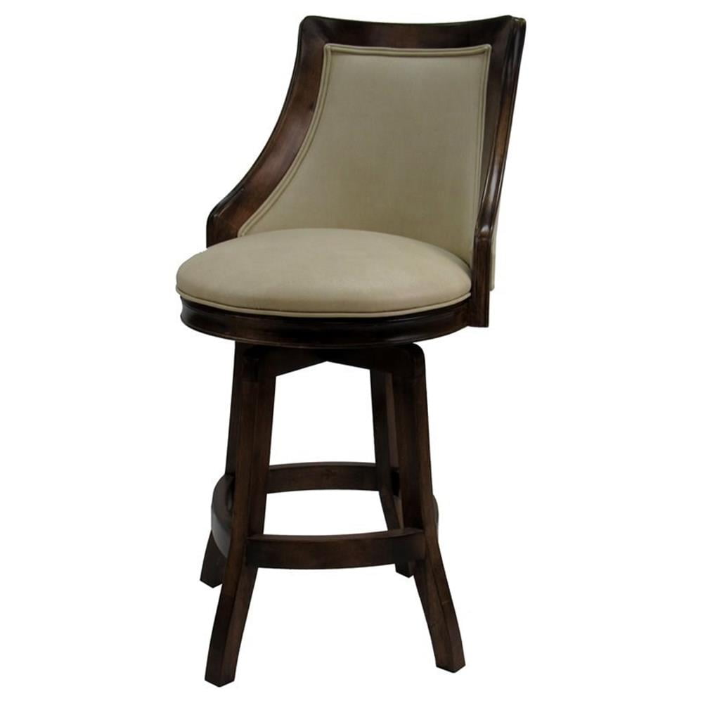 Tobias Designs Bali 26" Swivel Wood Counter Stool in Angora/Brown ...