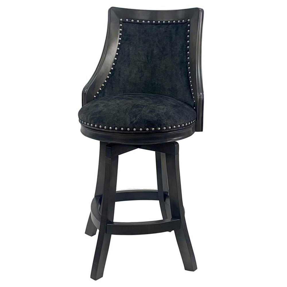 Tobias Designs Bali 26" Swivel Wood Counter Stool in Trendy Raven Black ...