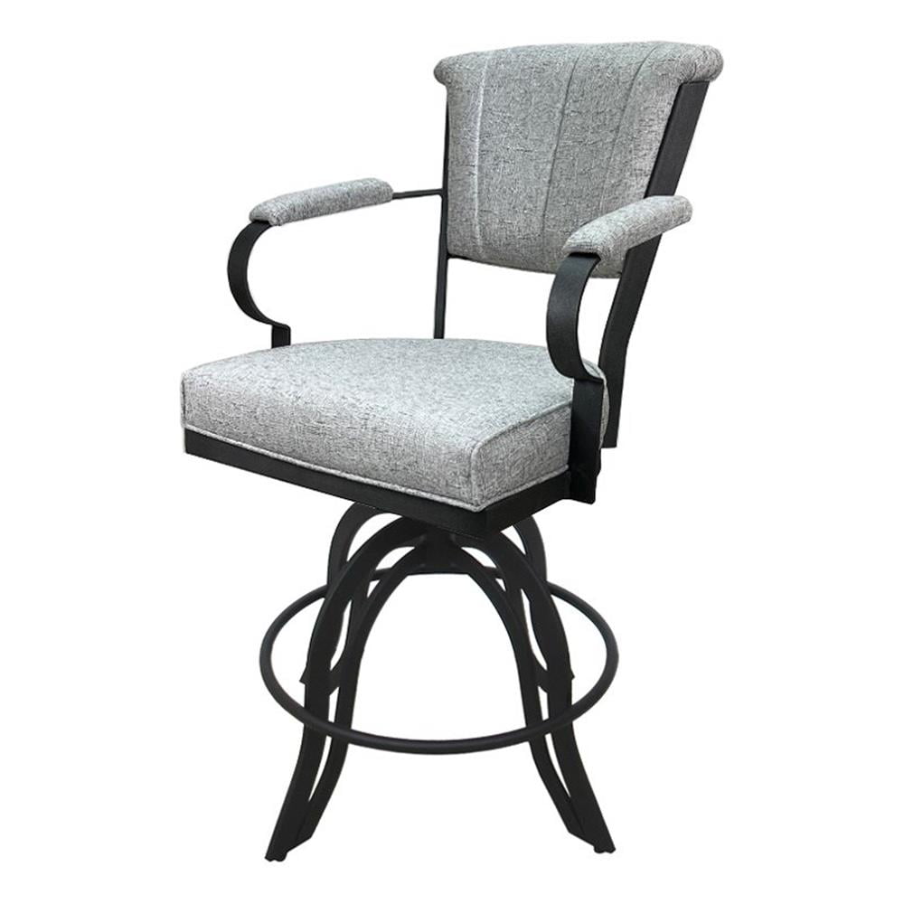 Tobias Designs Counter 26"H Fabric/Metal Bar Stools on A Base in Slate ...