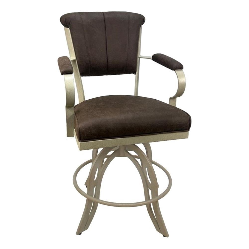 Tobias Designs Miami 30"H Fabric & Metal Bar Stools on A Base in Beige ...