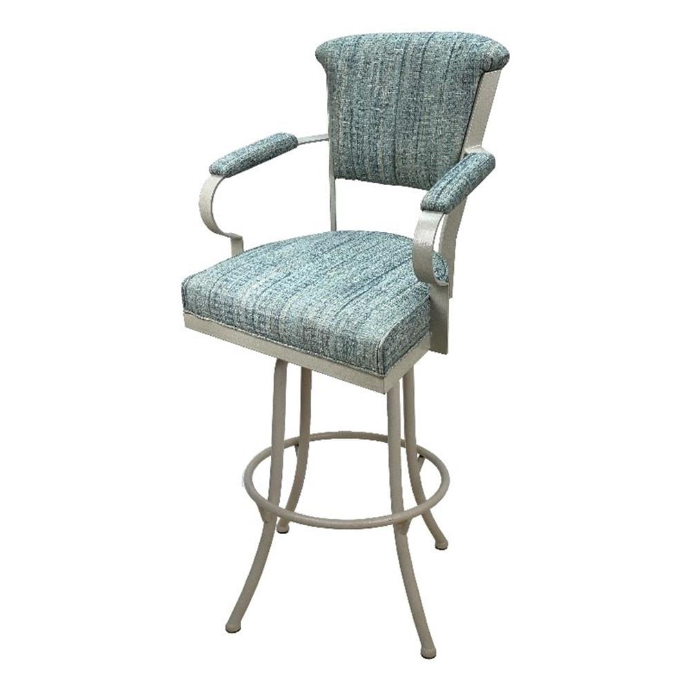 Tobias Designs Miami 34"H Fabric/Metal Bar Stools in Watusi Aquatint ...