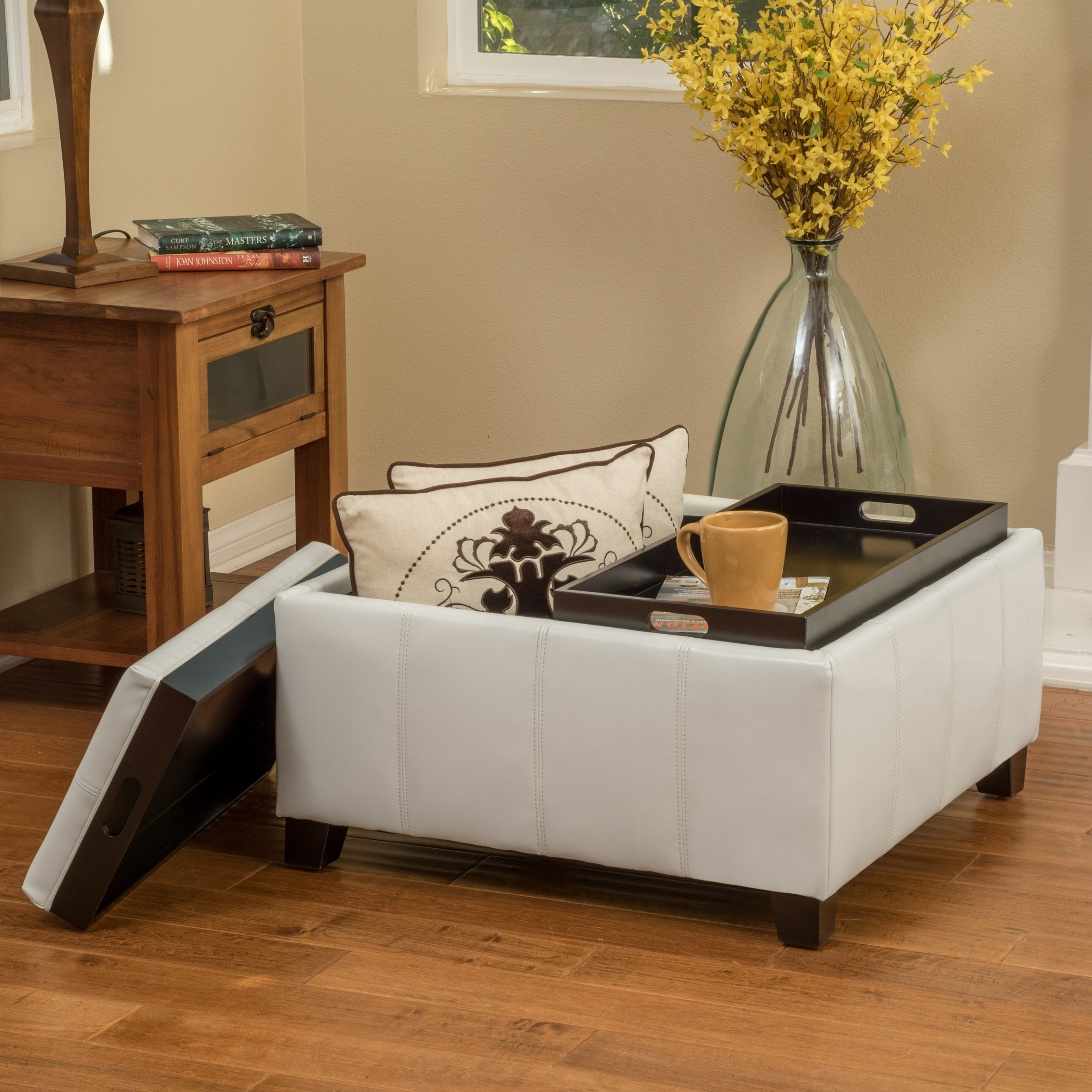 Tobias Ivory Storage Ottoman - Walmart.com