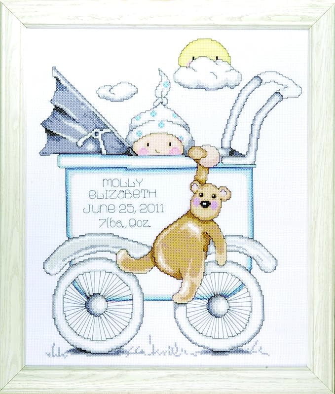 Tobin Baby Buggy Boy, Cross Stitch Kit, 13"x15", 14 Count - Walmart.com