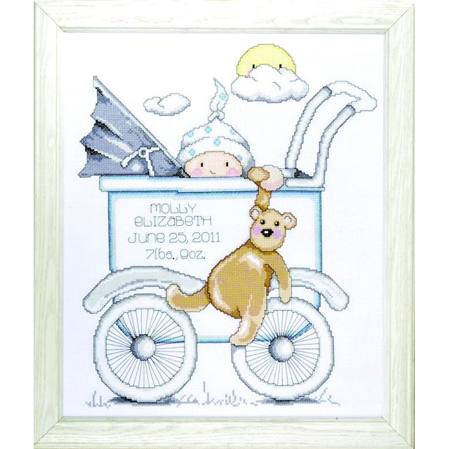 Tobin Baby Buggy Boy, Cross Stitch Kit, 13"x15", 14 Count - Walmart.com