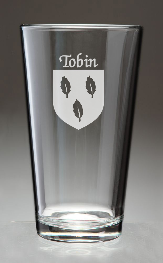 Tobin Irish Coat of Arms Pint Glasses - Set of 4 (Sand Etched ...