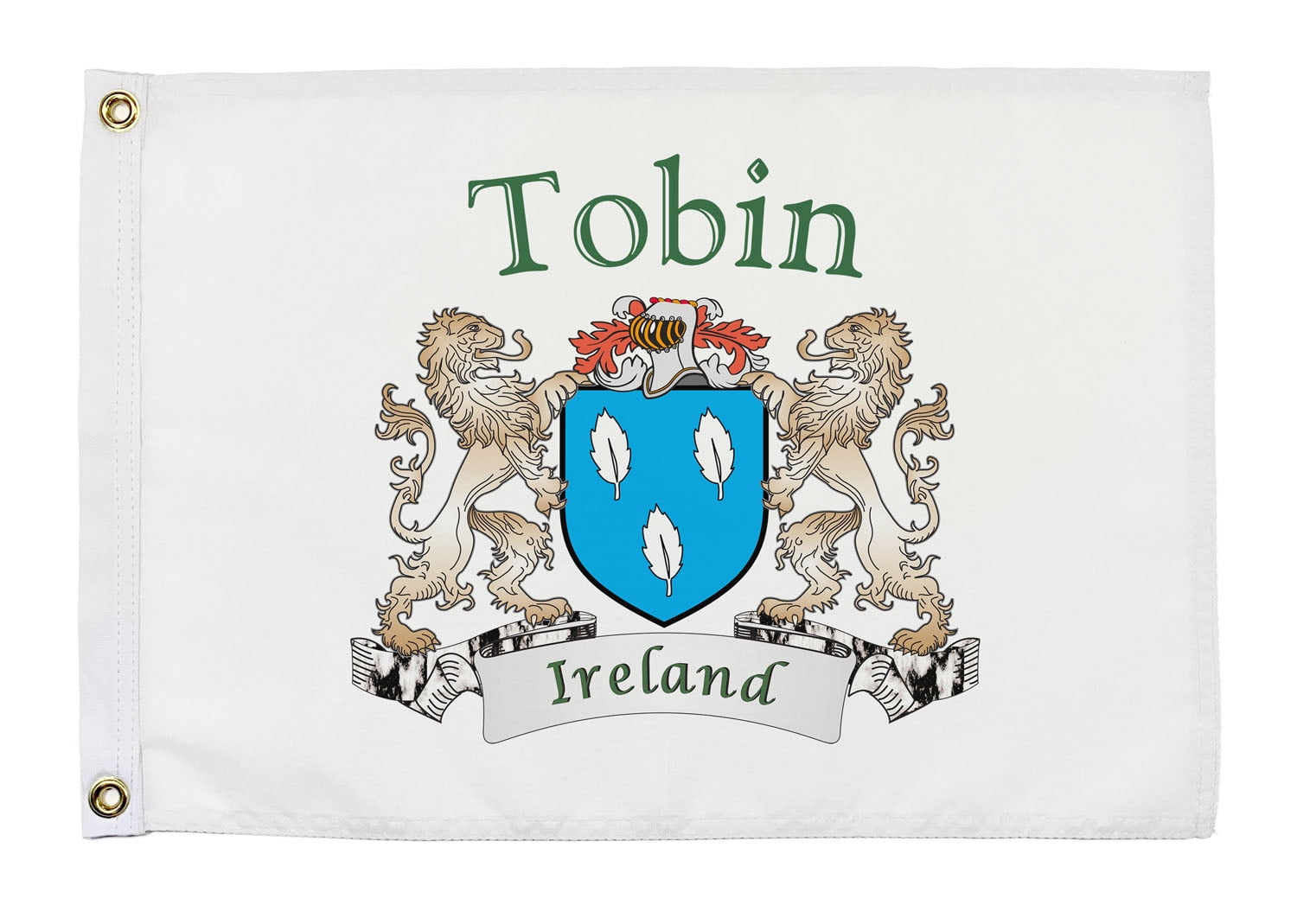 Tobin Irish Coat of Arms Small White Flag - 16"x10.5" inches - Walmart.com