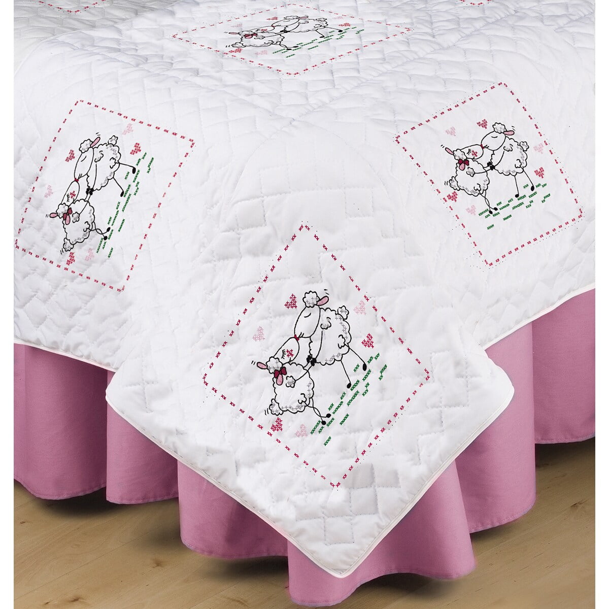 Tobin Stamped White Quilt Blocks 18inX18in 6/PkgSheep Love - Walmart.com
