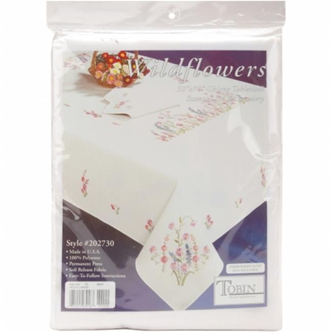 Tobin Wildflowers Stamped Oblong Tablecloth For Embroidery - Walmart.com