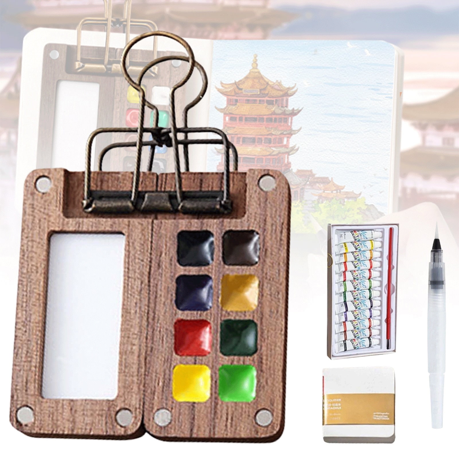 Tobios Mini Watercolor Paint Set with Picture Book, 12/24 Color Travel ...