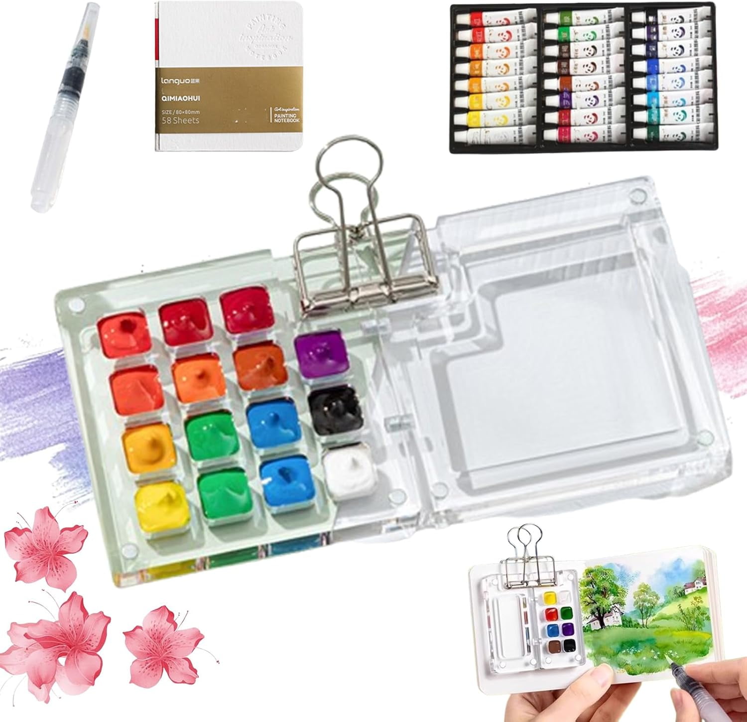 Tobios Watercolor Kit, Detachable Miniature Painting Travel Kit, Mini ...