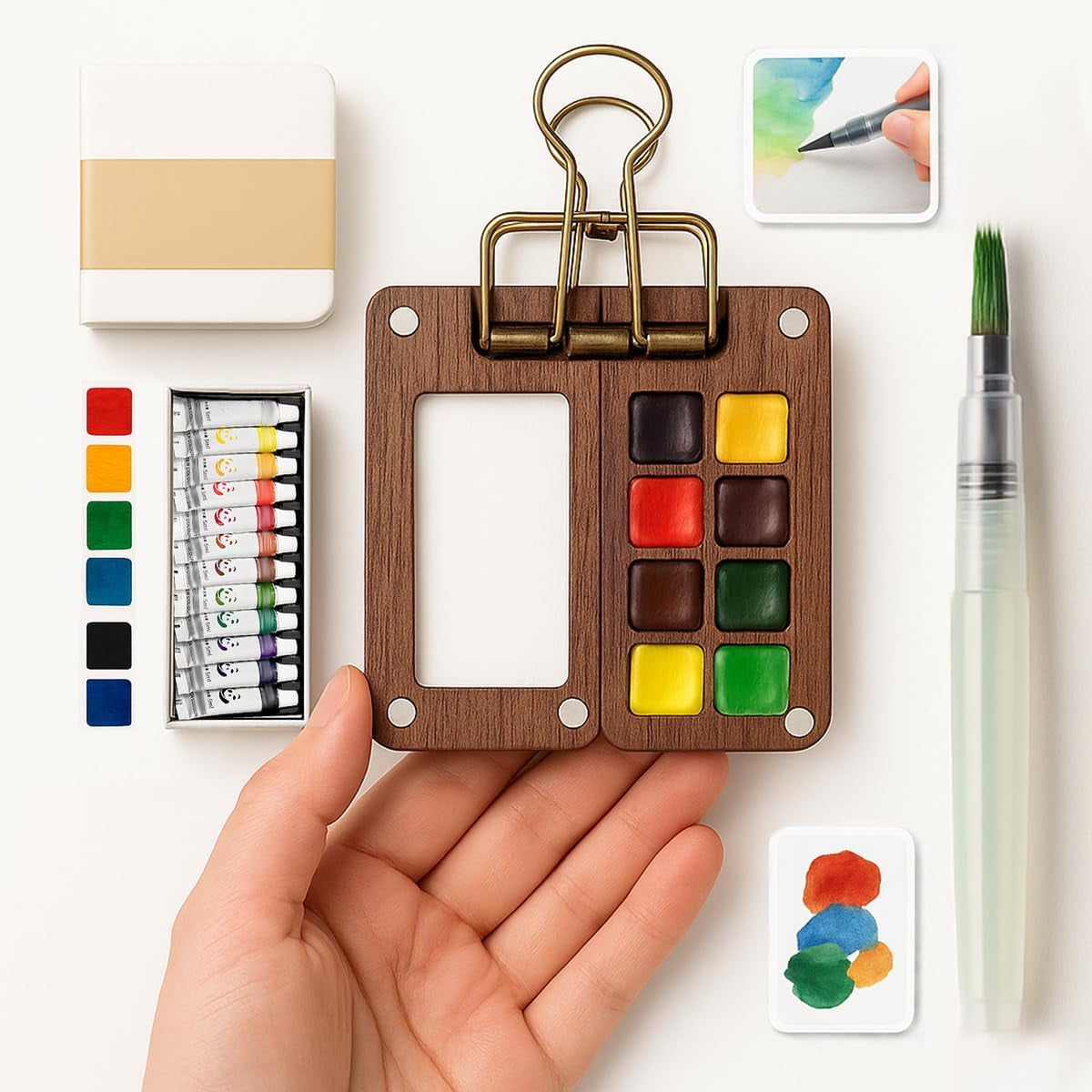 Tobios Watercolor Kit Set - 12/24 Color Mini Travel Paint Set with ...