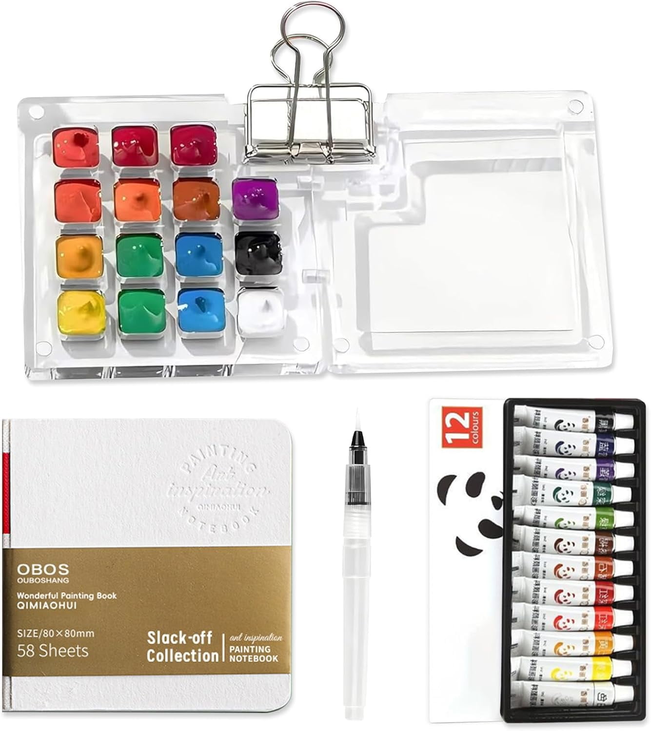 Tobios Watercolor Set, Mini Watercolor Set, 15 Grids, Brown Wood, 12 ...
