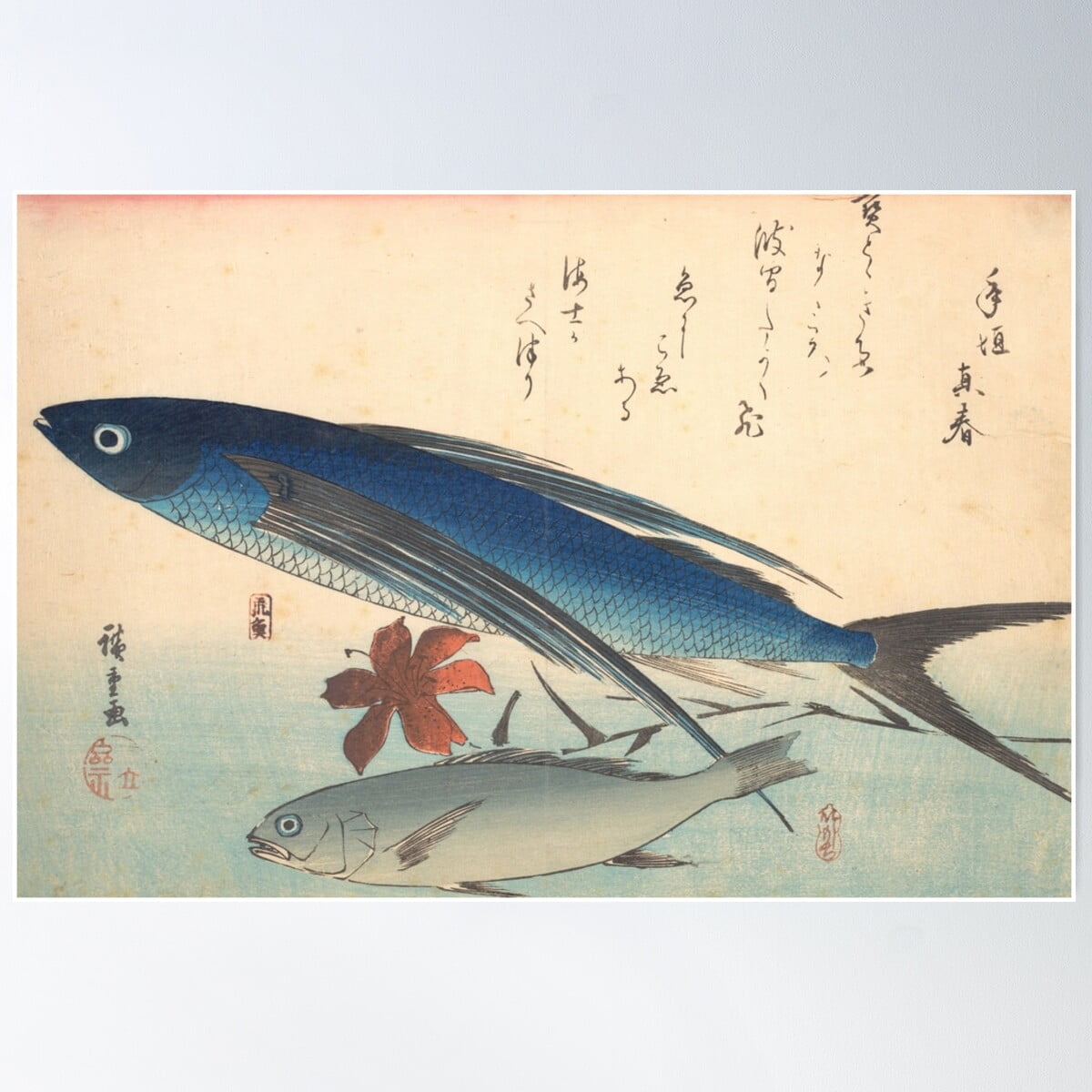 Tobiuo And Ishimochi Fish, From The Series Uozukushi (Every ... Poster ...