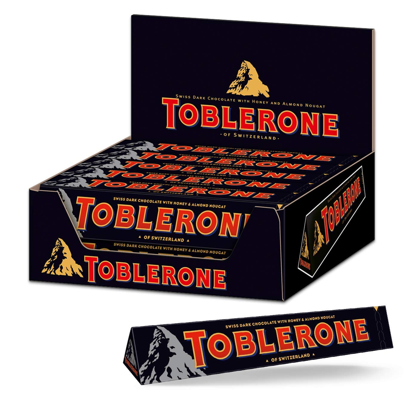 Toblerone Swiss Dark Chocolate, Honey and Almond Nougat Bar, 3.52-Ounce ...
