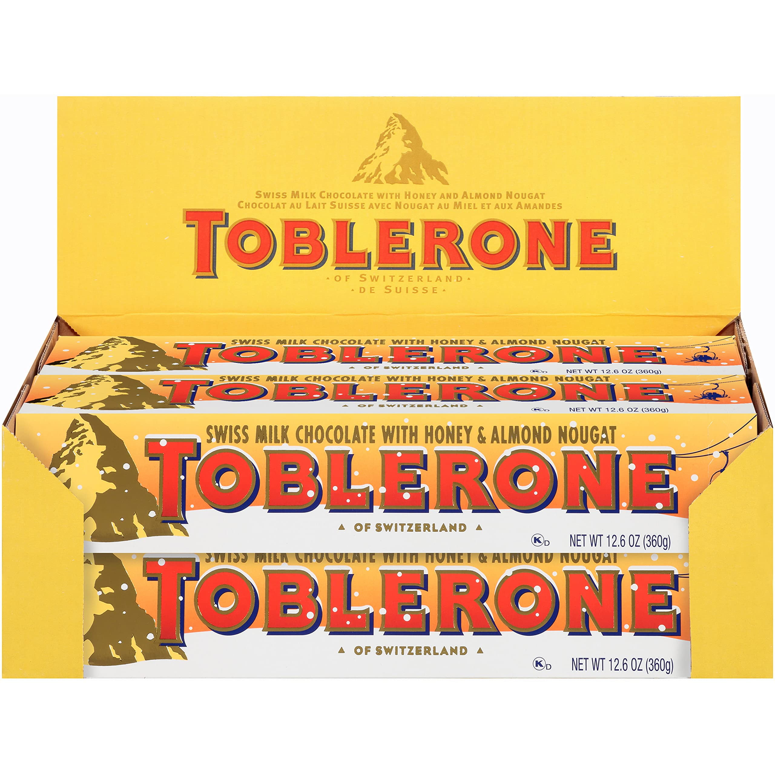 Toblerone Swiss Milk Chocolate With Honey & Almond Nougat, Holiday ...