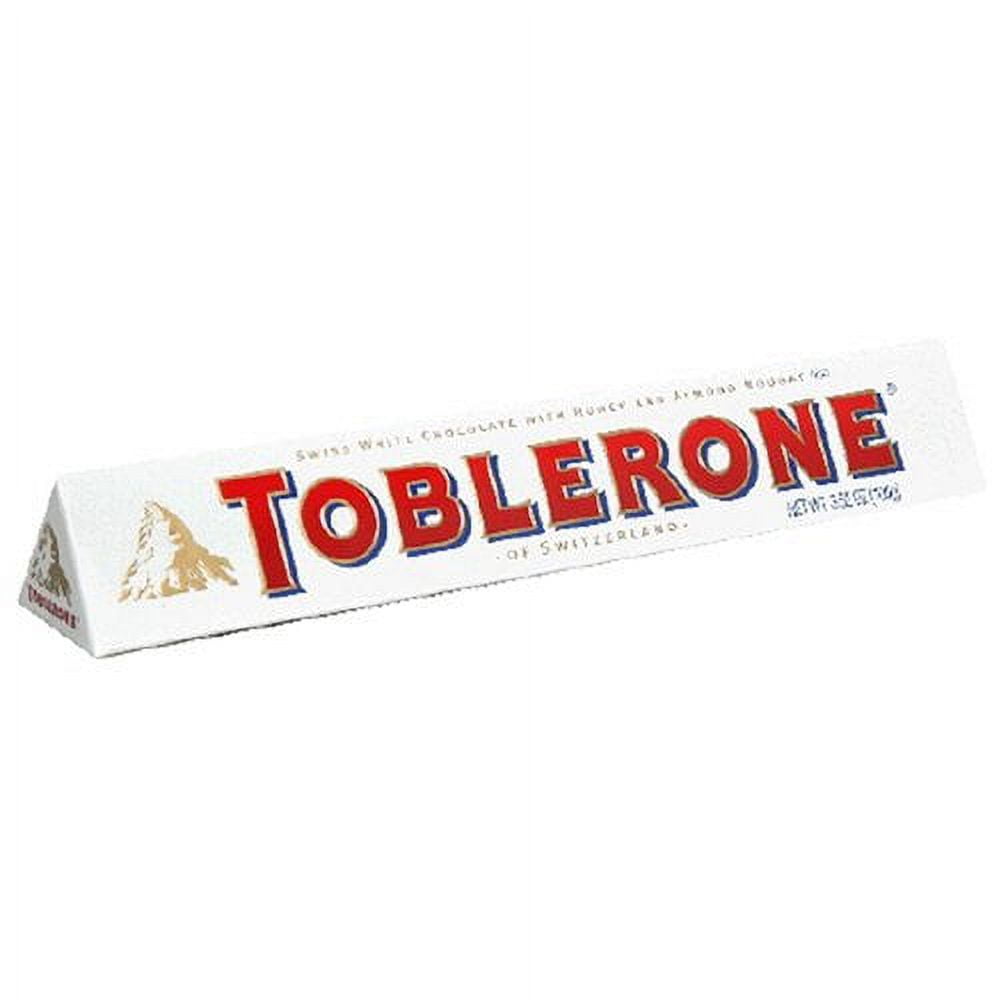 Toblerone Swiss White Chocolate Candy - Honey and Almond Nougat, 100g ...
