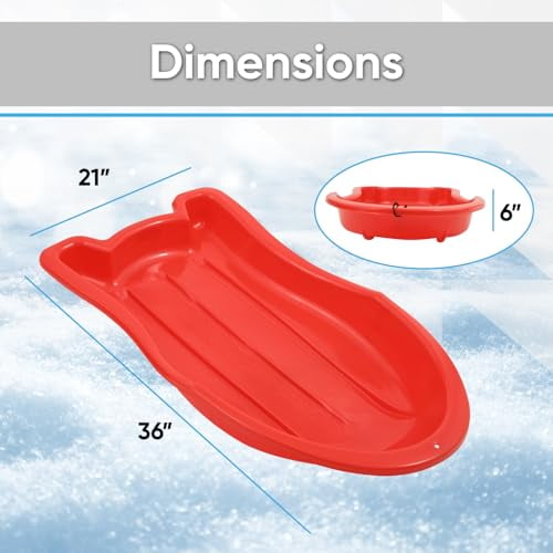 Toboggan Snow Sled for Kids and Adults, 37" Plastic Sled with Pull ...