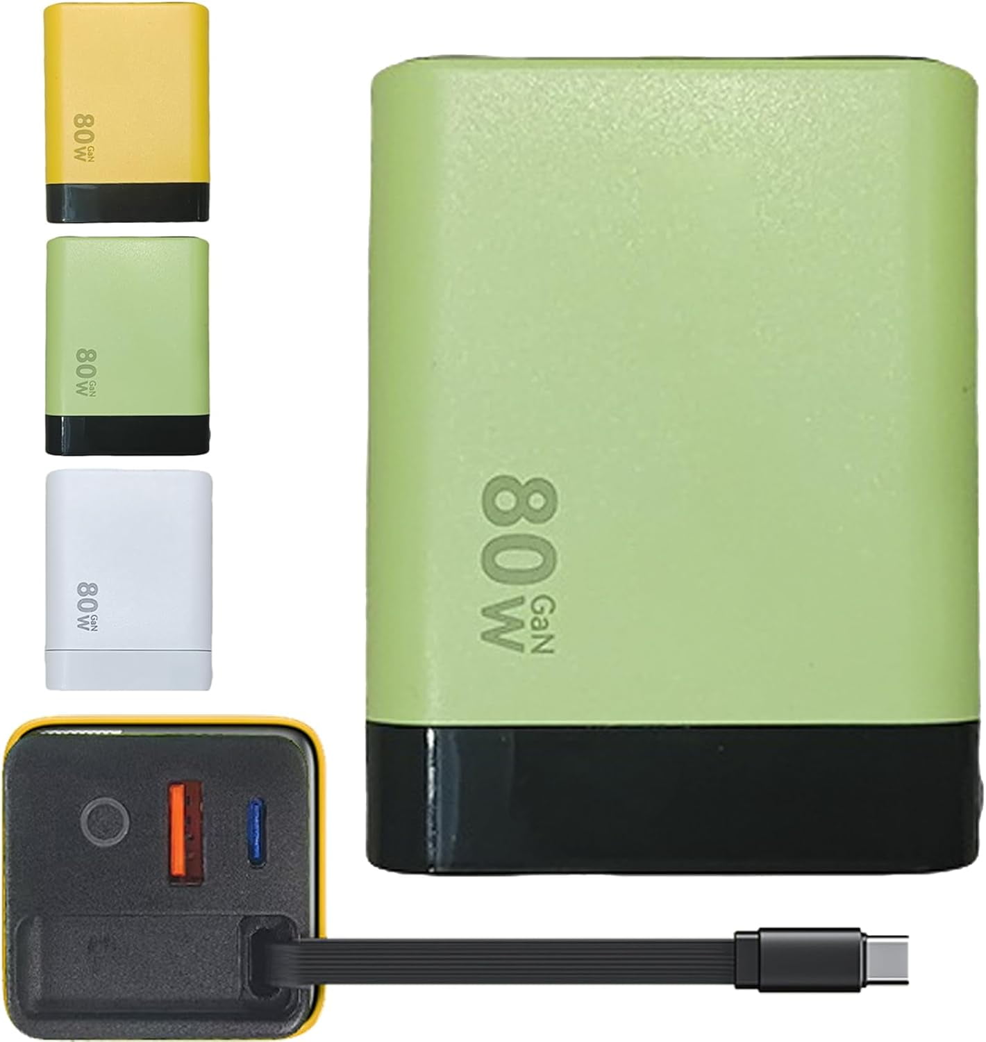 Tobrbe 3 in 1 Gan Charger, Retractable 80w Max, Scalable 80w Max Fast ...