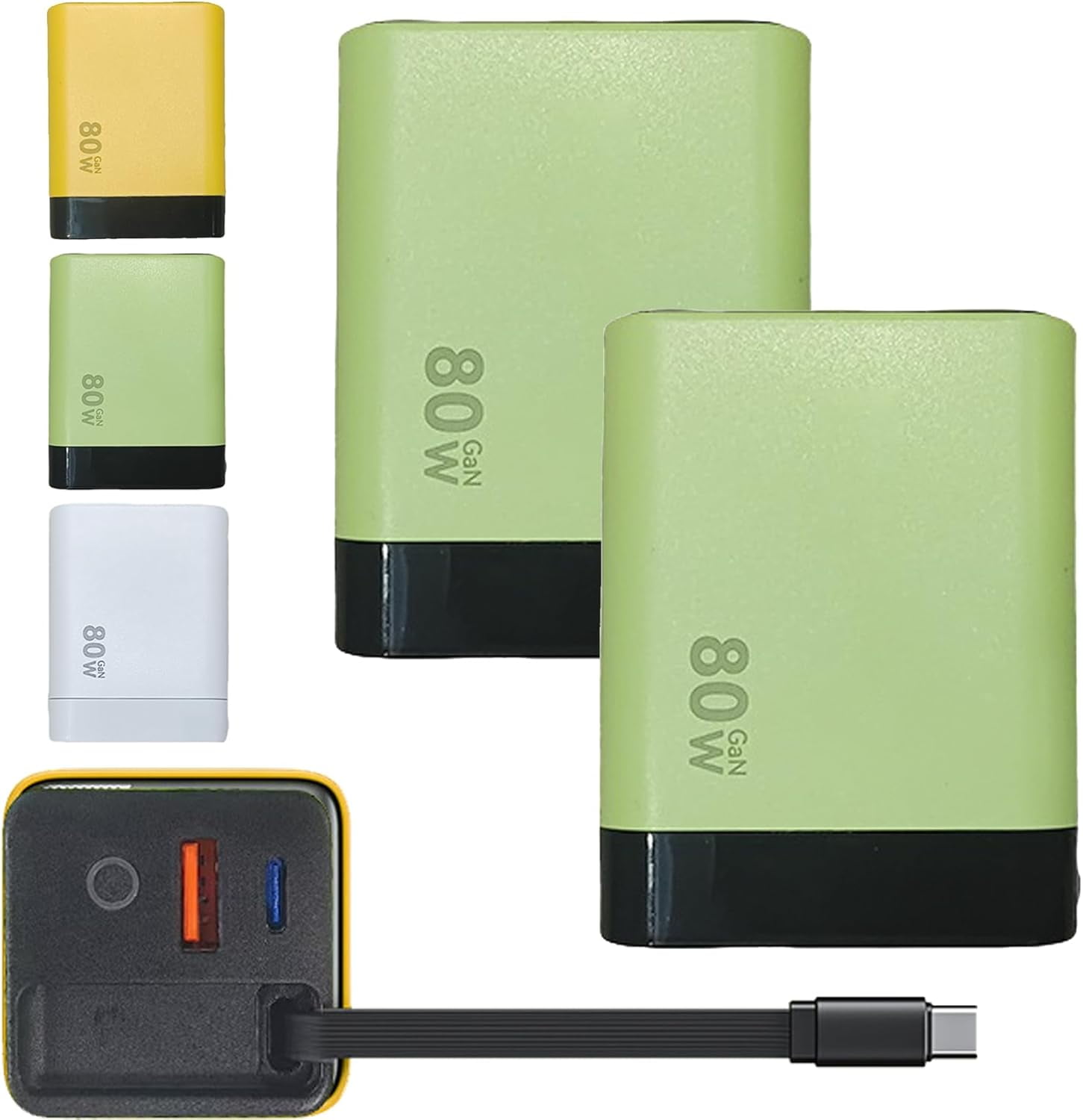 Tobrbes 3 in 1 Gan Charger, Retractable 80w Max, Scalable 80w Max Fast ...