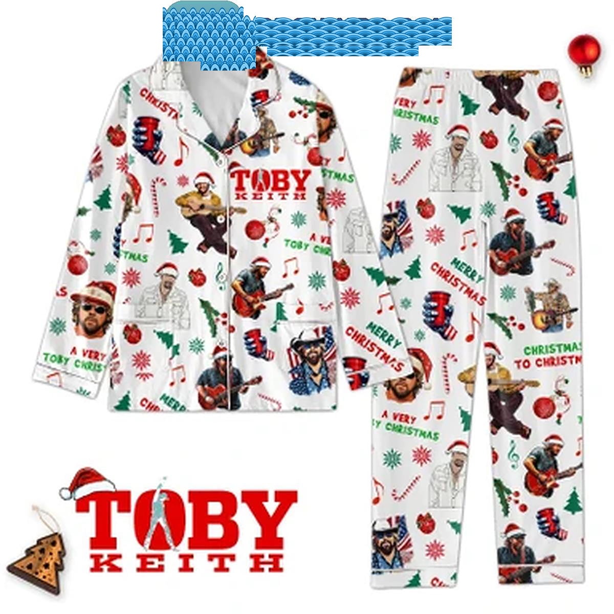 Toby Keith Merry Christmas Old Man 2024 Polyester Pajamas Set - Walmart.com