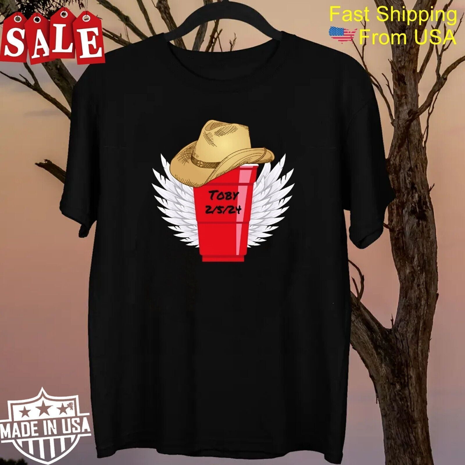 Toby Keith Shirt Red Solo Cup Wings Gift For Fans Unisex All Size Shirt ...