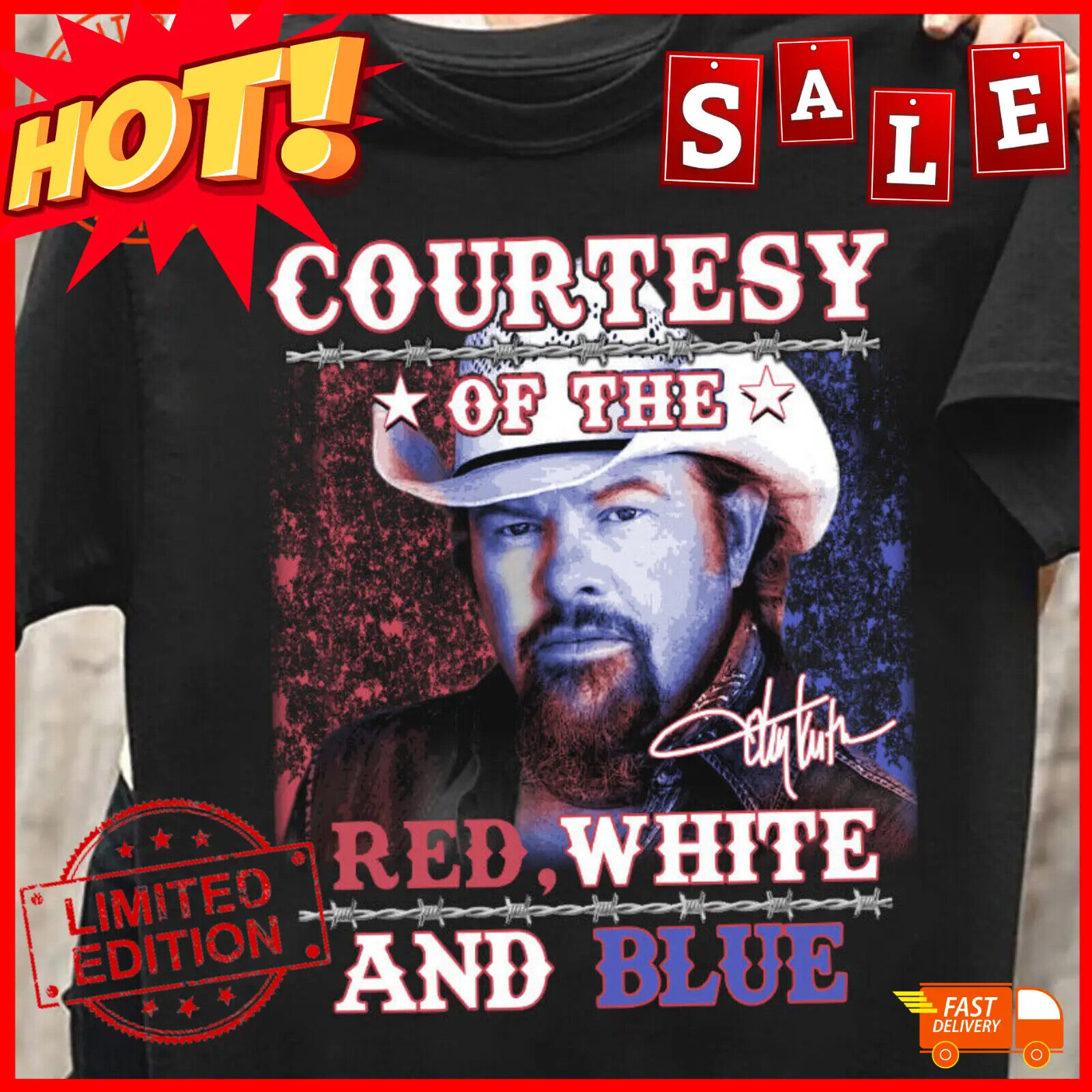 Toby Keith Signature Shirt Courtesy Of The Red White And Blue S-5XL ...