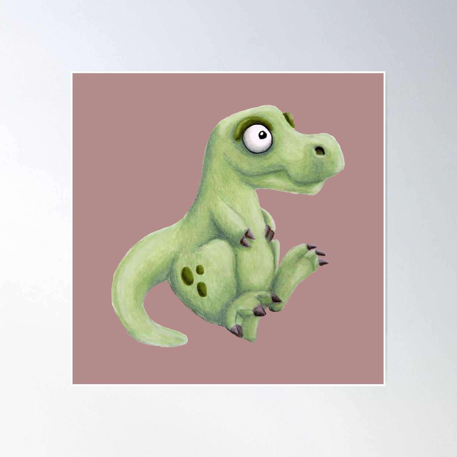 Toby The Lovable Dino - Tiny T-Rex Dinosaur Poster Wall Art, Modern ...