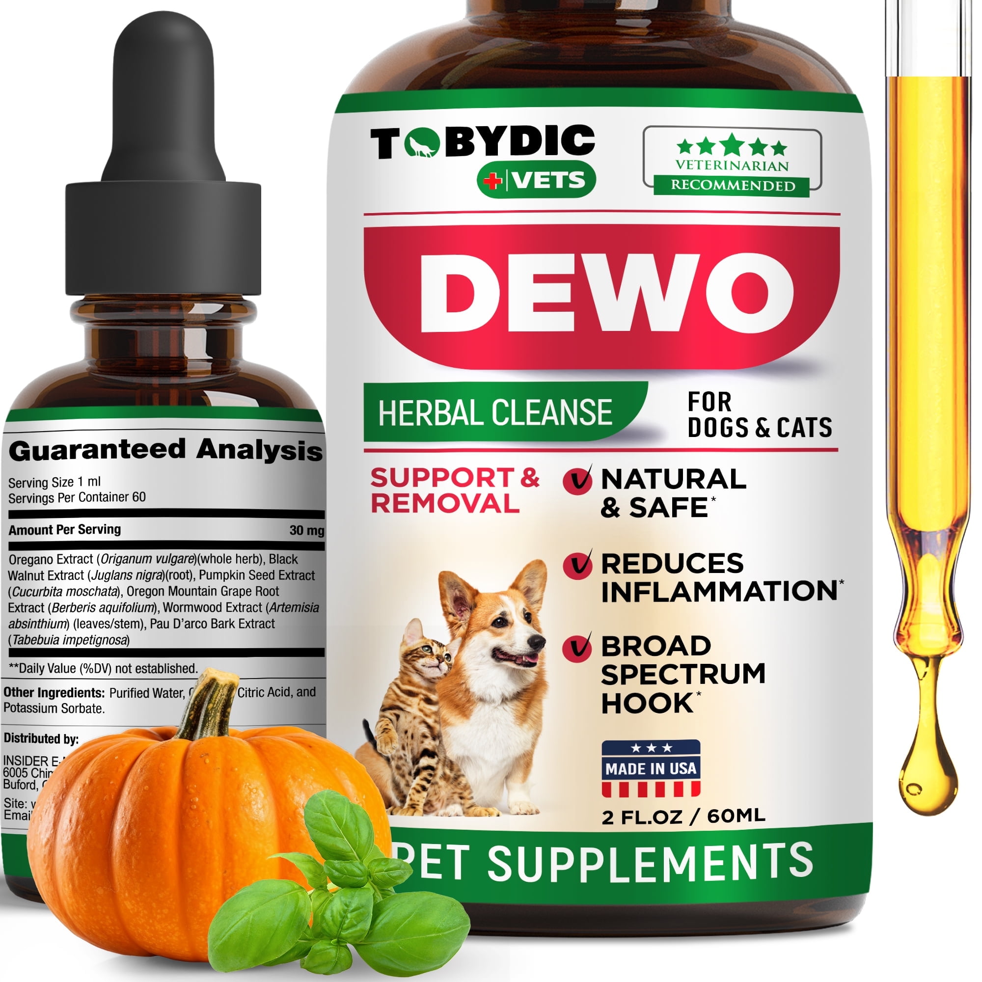 Tobydic Herbal Dewormer for Dogs & Cats - Treatment for Worm ...