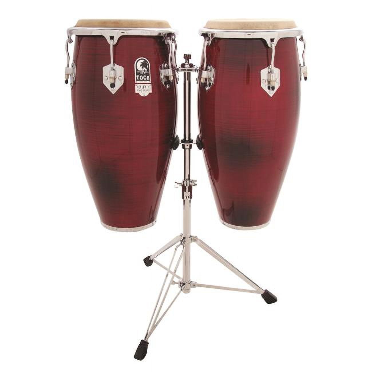 Toca 3100CF Elite Pro Wood Conga Set with Stand, Crimson Maple Fade ...