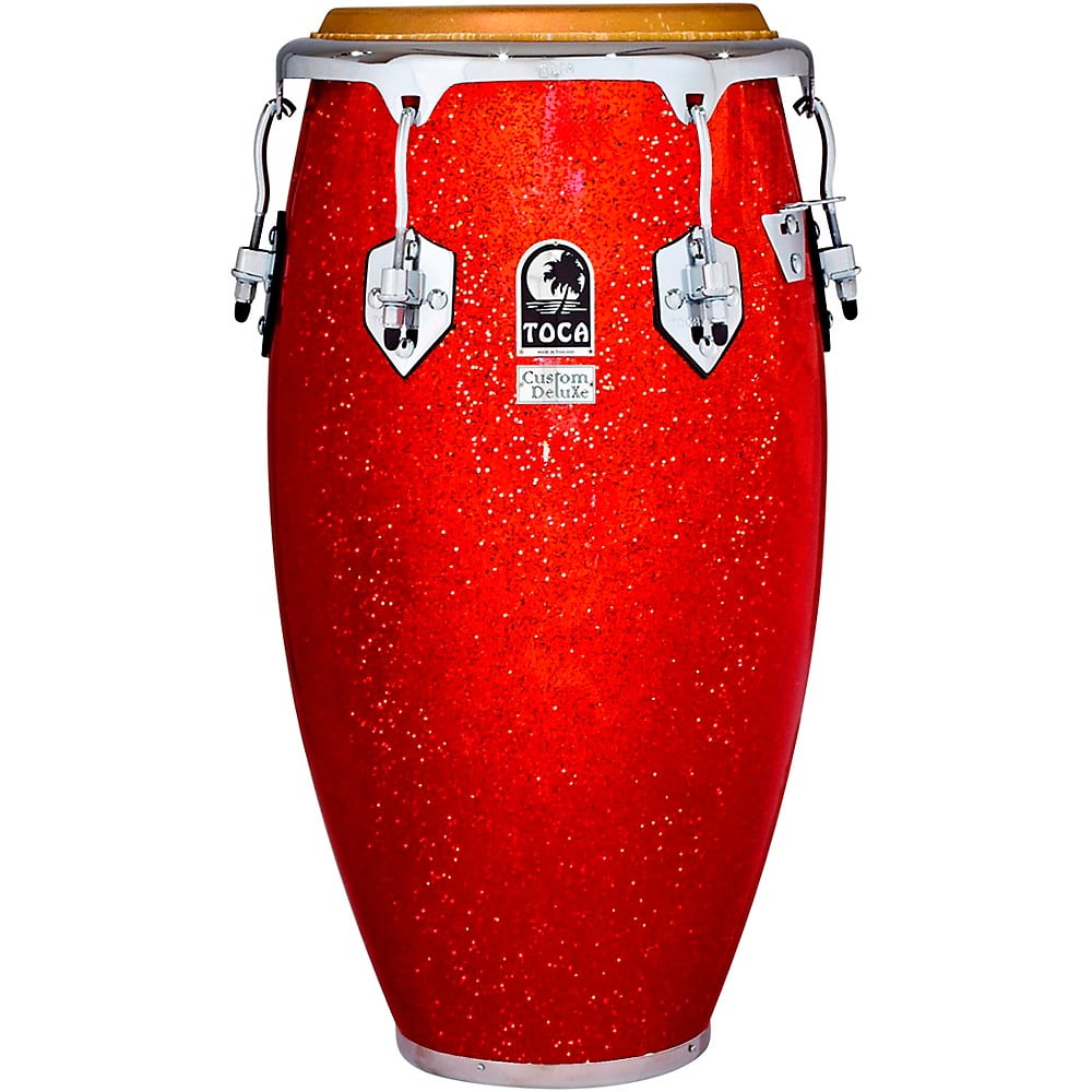 Toca Custom Deluxe Solid Fiberglass Congas 12.50 in. Red Sparkle ...