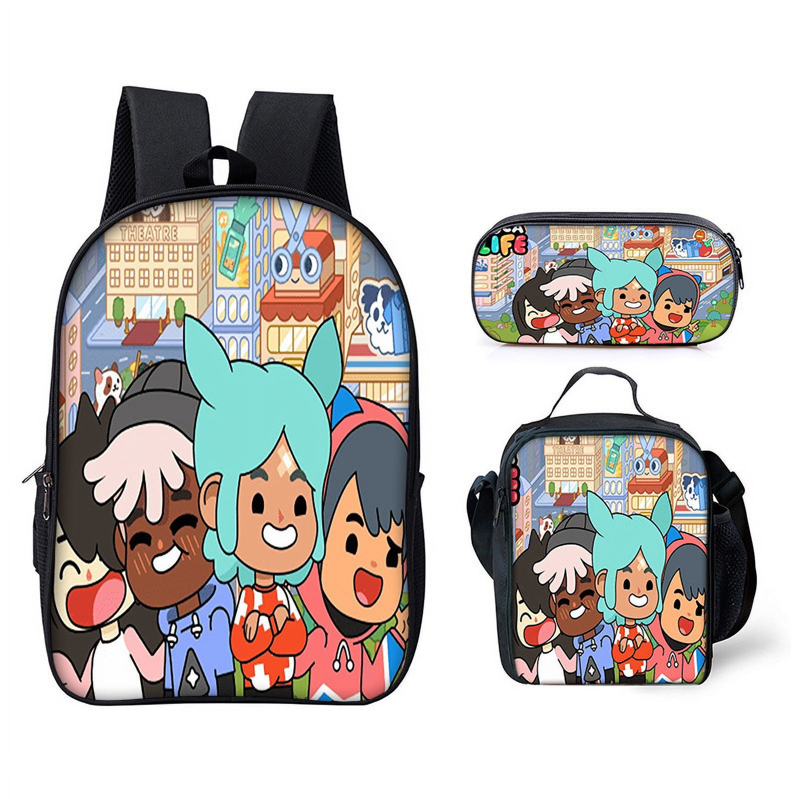 Toca Life World backpack 3 piece set anime cartoon laptop bags for ...
