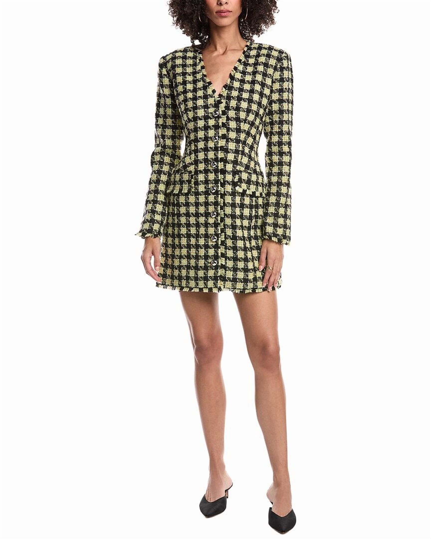 Toccin womens Mallory Strong Shoulder Button Front Wool-Blend Dress, 0 ...