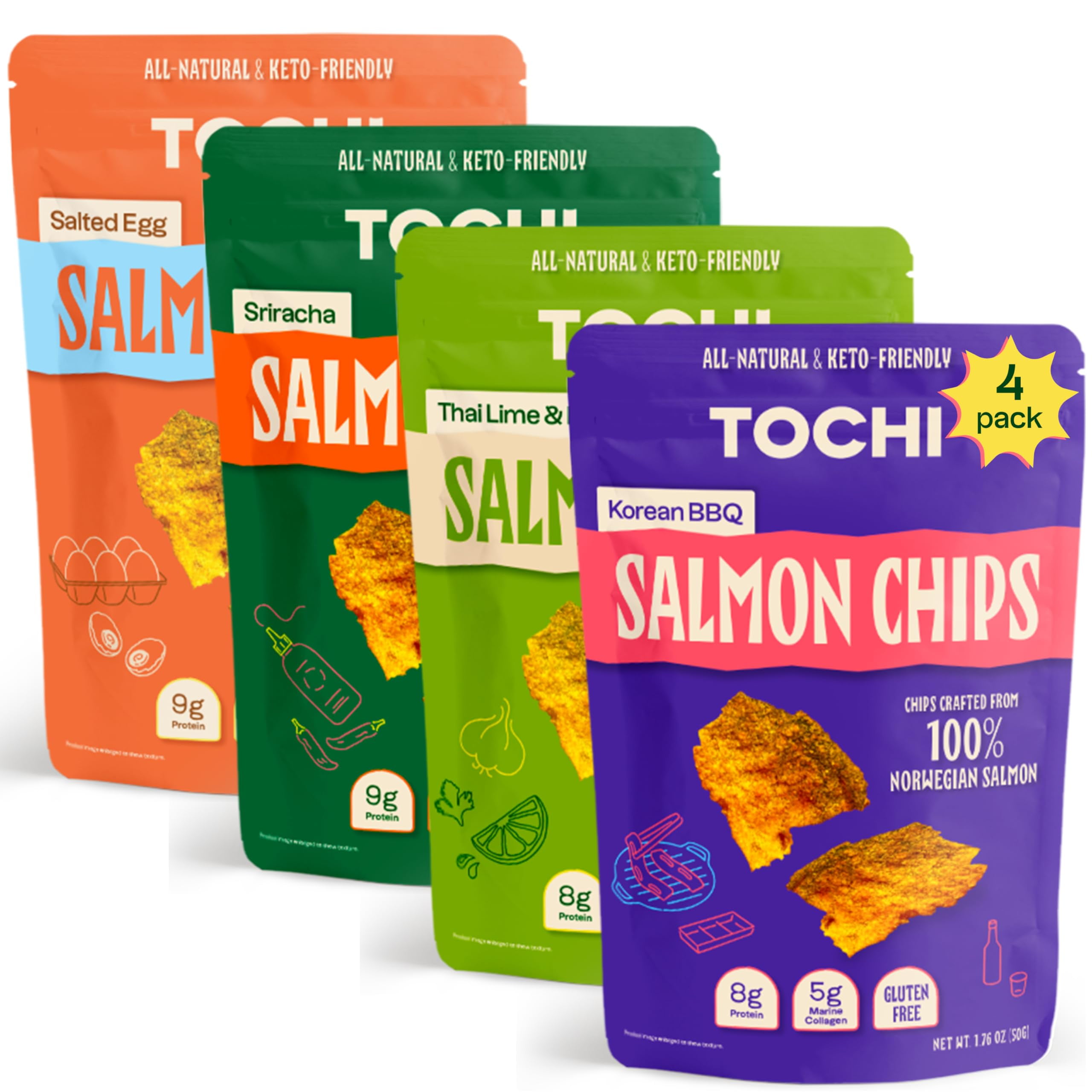 Tochi Norwegian Salmon Skin SBF3 Chips - Healthy, Premium, Low Friendly ...