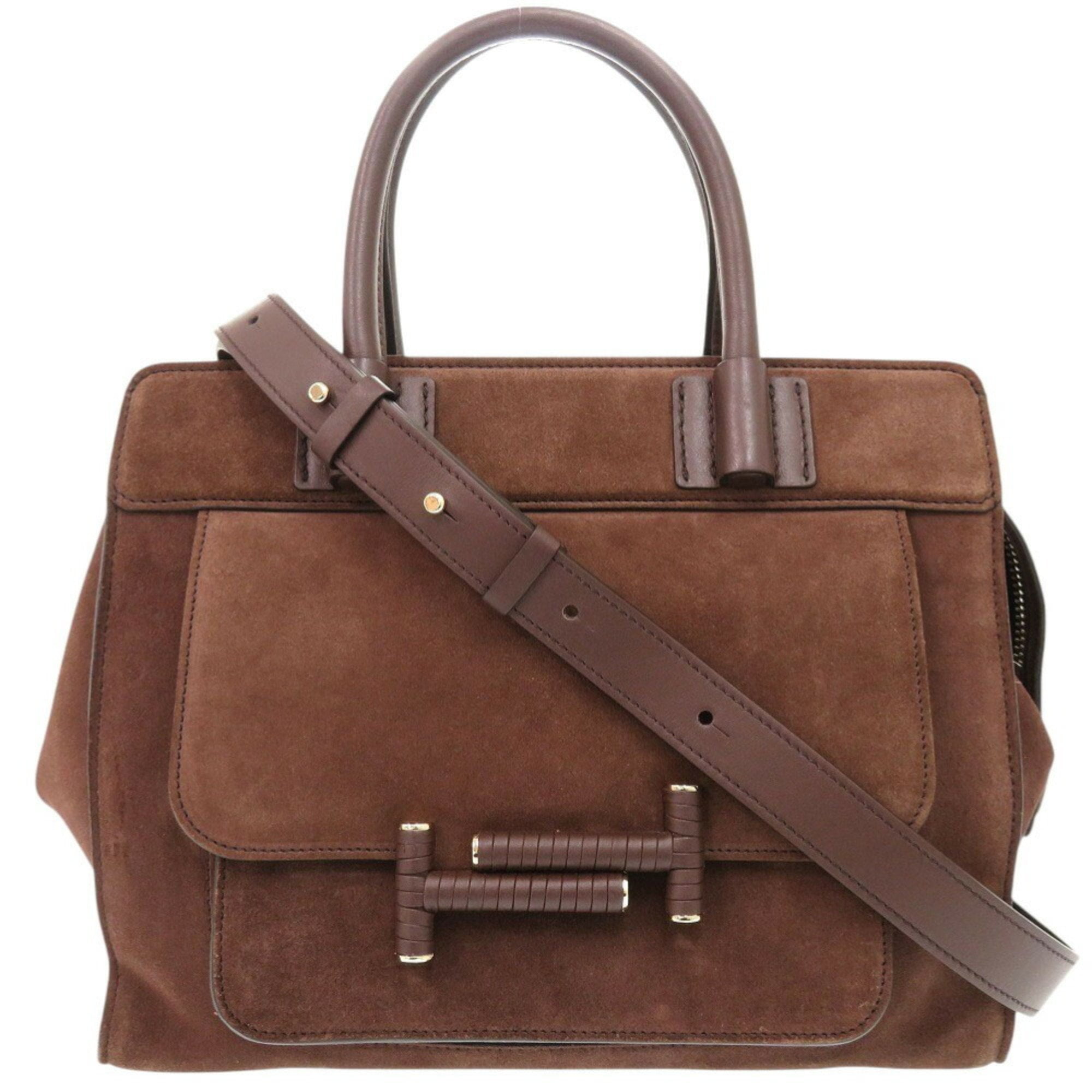 Pre-Owned Tod's Double T Suede Leather Brown Handbag Shoulder Bag 1307TOD'S (Good) - Walmart.com