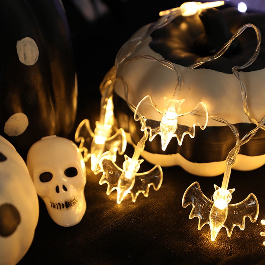 Todaioua 10 LED Bat String Lights - 4.9ft White Halloween String Light ...