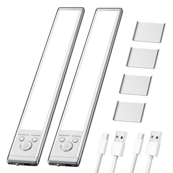 Todaioua 2 Pcs Motion Sensor Light Rechargeable Under Cabinet LED Night ...