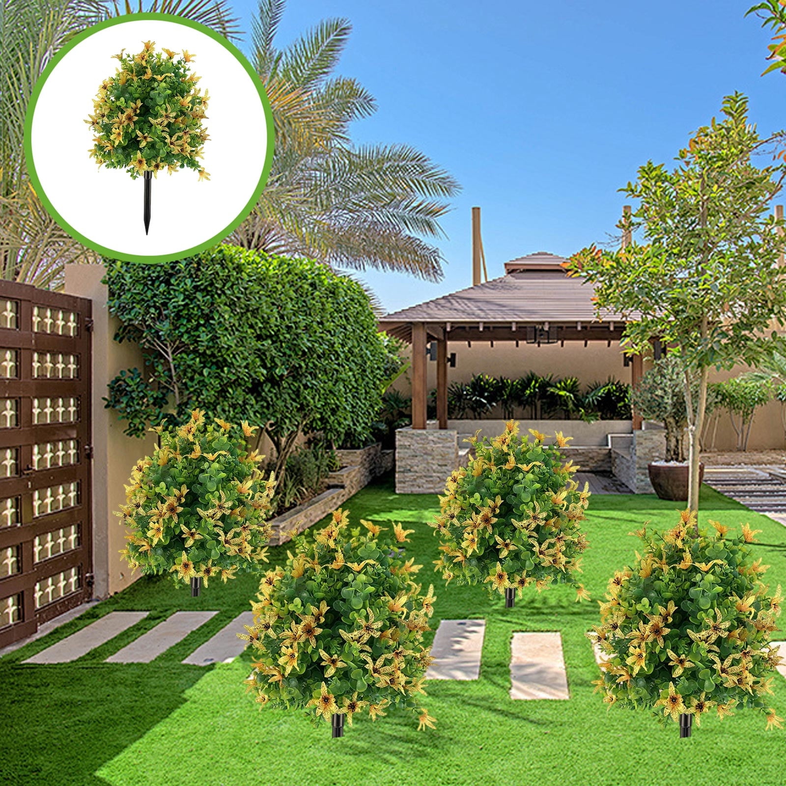 Todaioua Artificial Oncidium Topiary Ball Trees with Ground Spikes UV ...