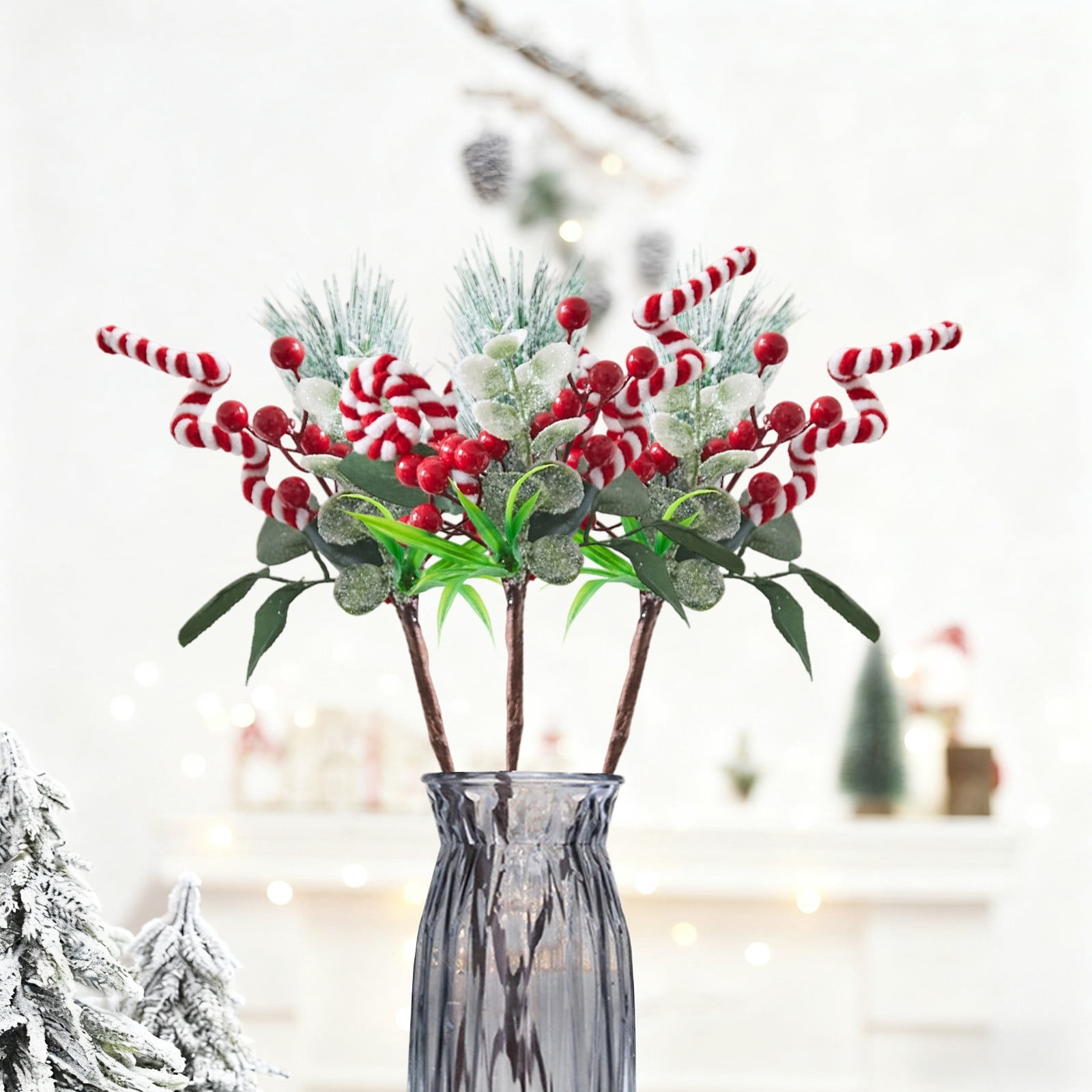 Todaioua Christmas Candy Cane Picks 10 Inch Peppermint Red and White ...