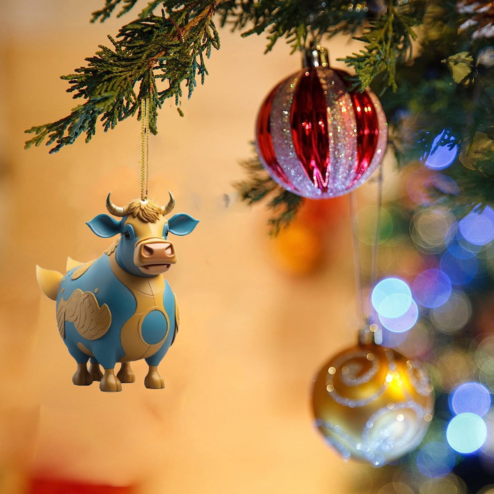 Todaioua Christmas Tree Ornament - Cute Cartoon Cattle Cow Hanging ...