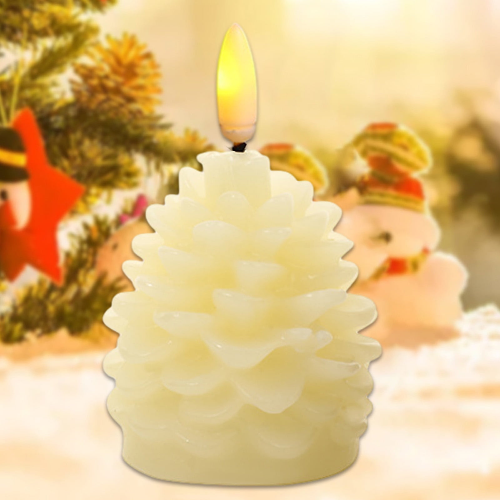 Todaioua Flameless Candles, Battery Operated Flickering Wick Wax Pine ...