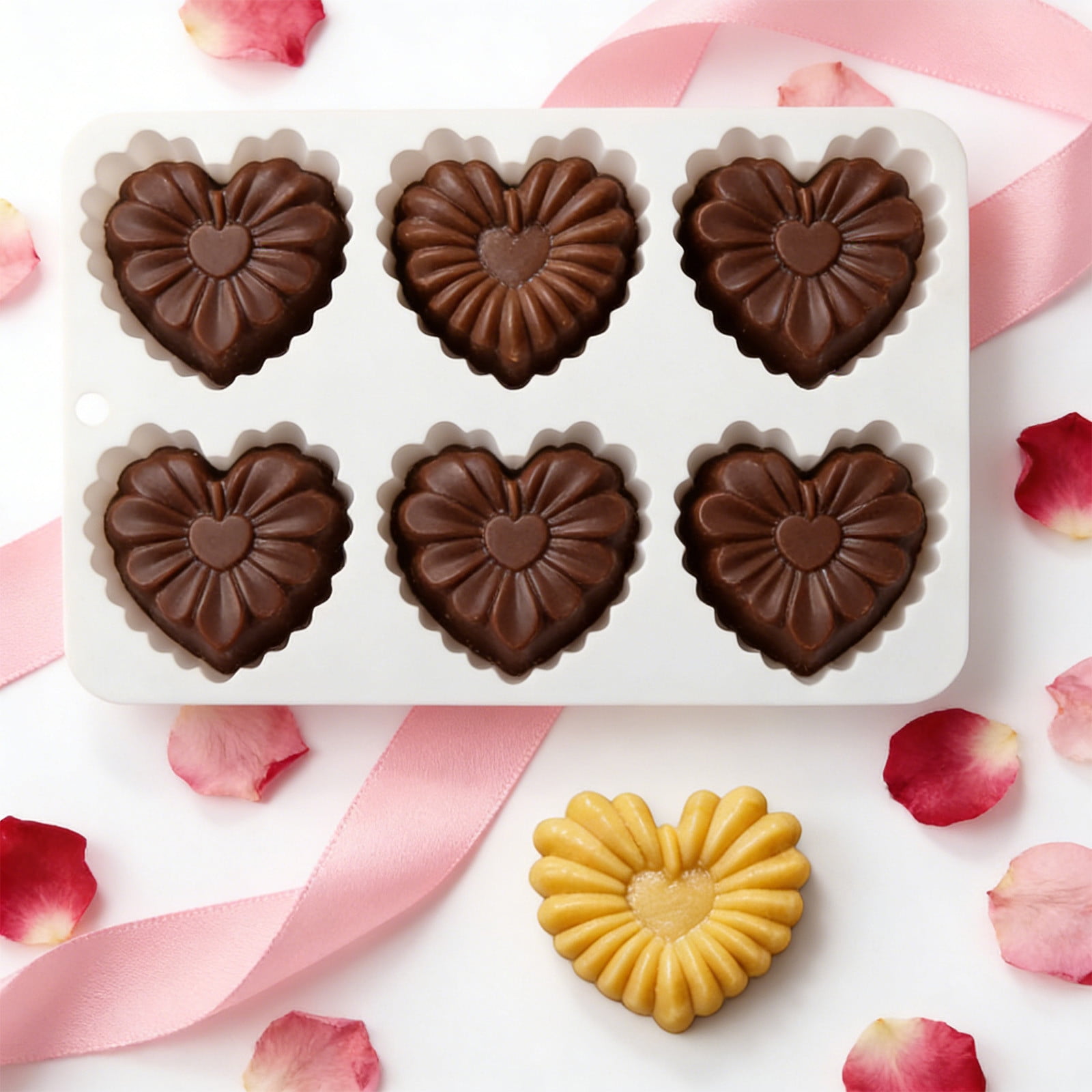 Todaioua Heart Shaped Silicone Baking Molds - 6-Cavity Heart Cake Pans for Valentine’s Day ...