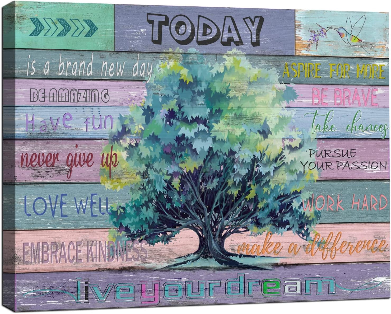 Today is A New Day Inspirational Canvas Wall Art Positive Quotes Office ...