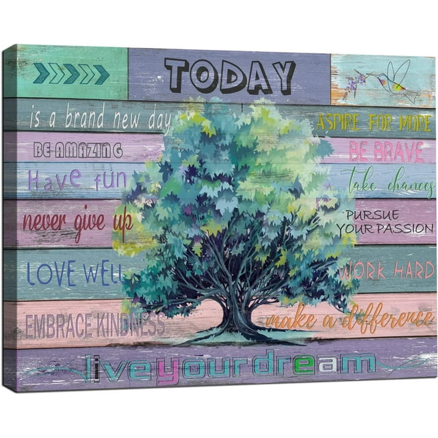 Today is A New Day Inspirational Canvas Wall Art Positive Quotes Office ...