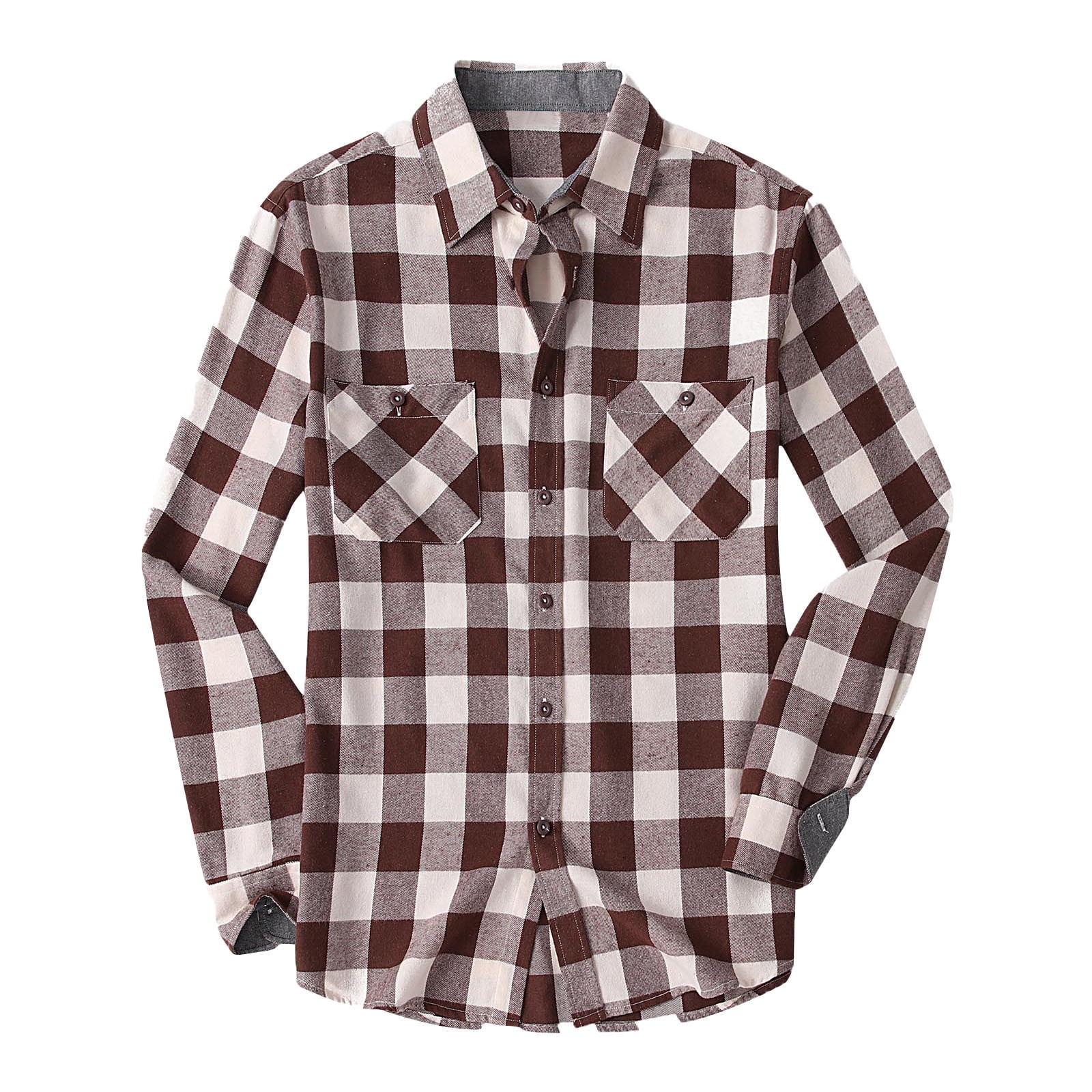 Today Clearance Sale!TMOYZQ Men's Brushed Cotton Flannel Plaid Shirts ...