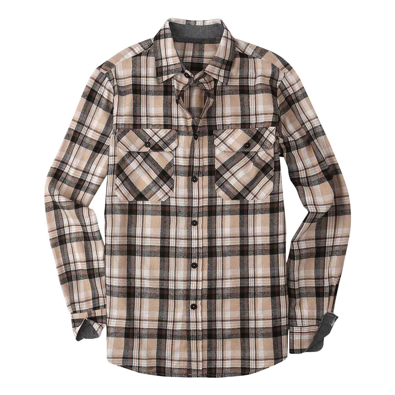 Today Clearance Sale!TMOYZQ Men's Brushed Cotton Flannel Plaid Shirts ...